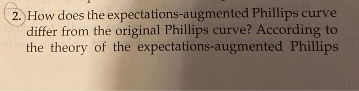 Solved 2. How does the expectations-augmented Phillips curve | Chegg.com