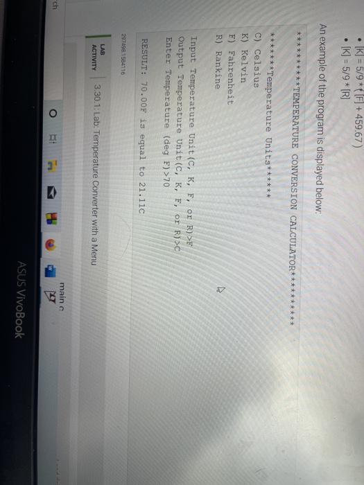 Solved 3.30 Lab: Temperature Converter with a Menu The goal | Chegg.com