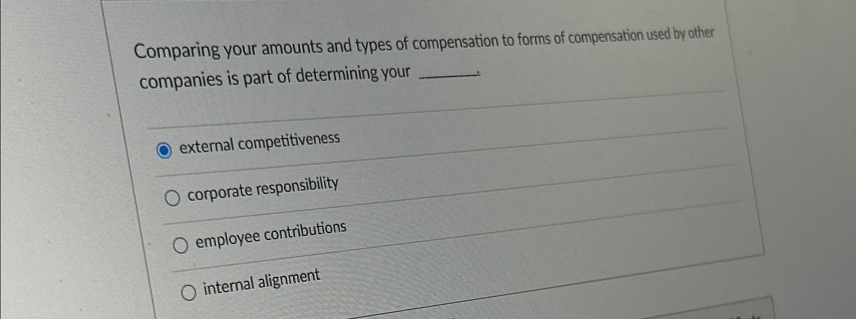 Solved Comparing your amounts and types of compensation to | Chegg.com