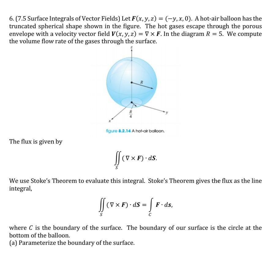 Solved 6. (7.5 Surface Integrals of Vector Fields) Let | Chegg.com