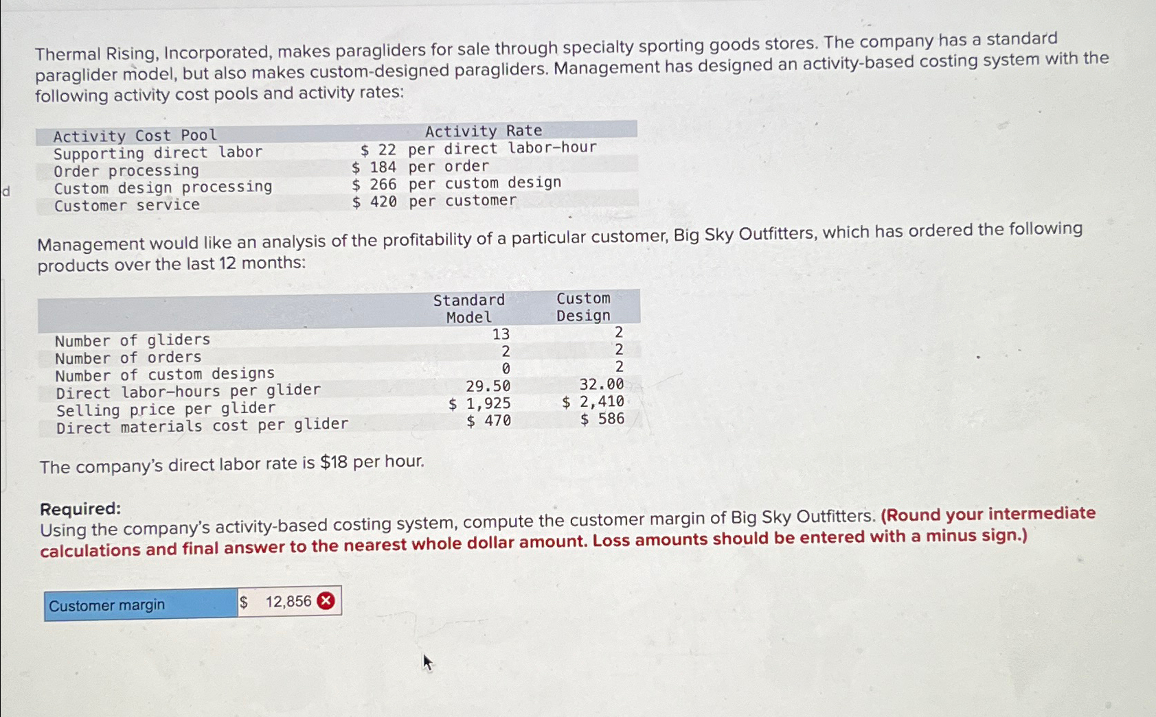 Solved Thermal Rising, Incorporated, makes paragliders for | Chegg.com