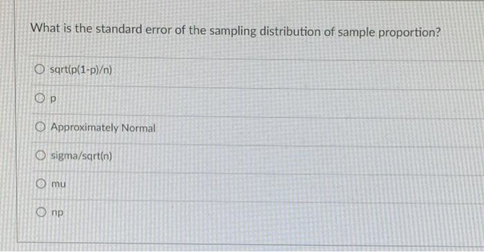 Solved What is the standard error of the sampling | Chegg.com