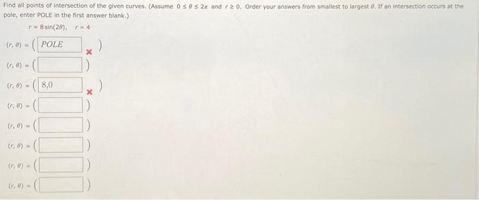 Solved Find all points of intersection of the given curves. | Chegg.com