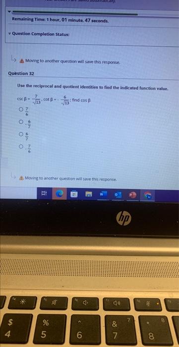 Solved Use the reciprocal and quotient identities to find | Chegg.com