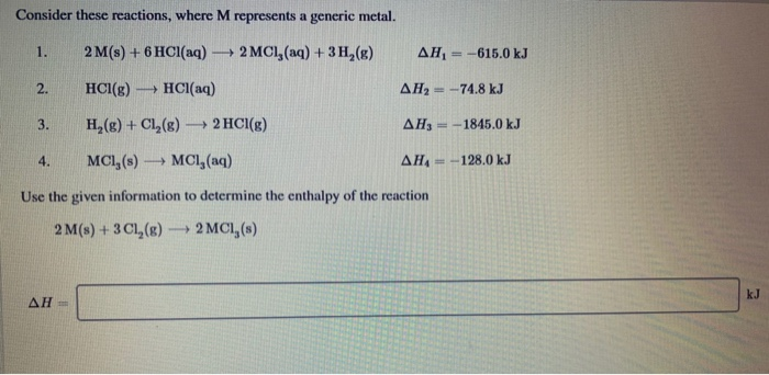 Solved Consider these reactions, where M represents a | Chegg.com