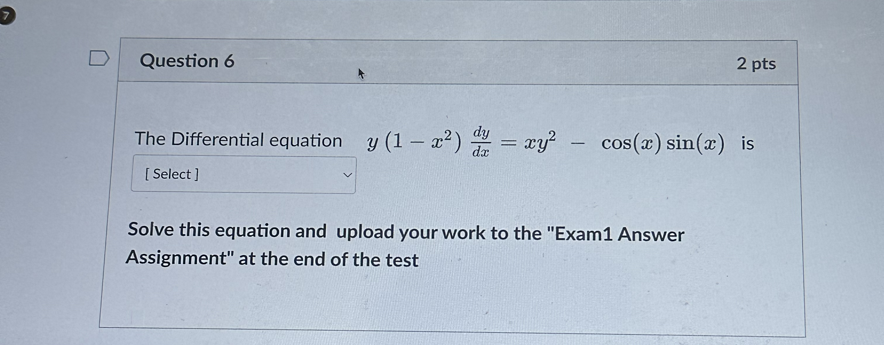 Solved Question 62 ﻿ptsThe Differential equation | Chegg.com