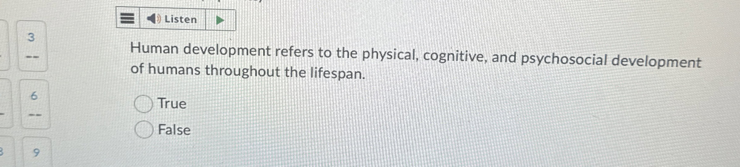 Solved Listen3Human development refers to the physical, | Chegg.com
