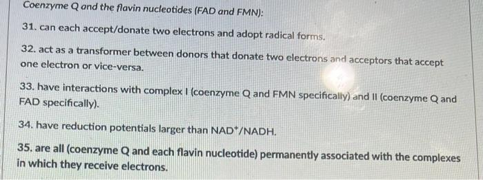 Solved Coenzyme Qand the flavin nucleotides (FAD and FMN): | Chegg.com