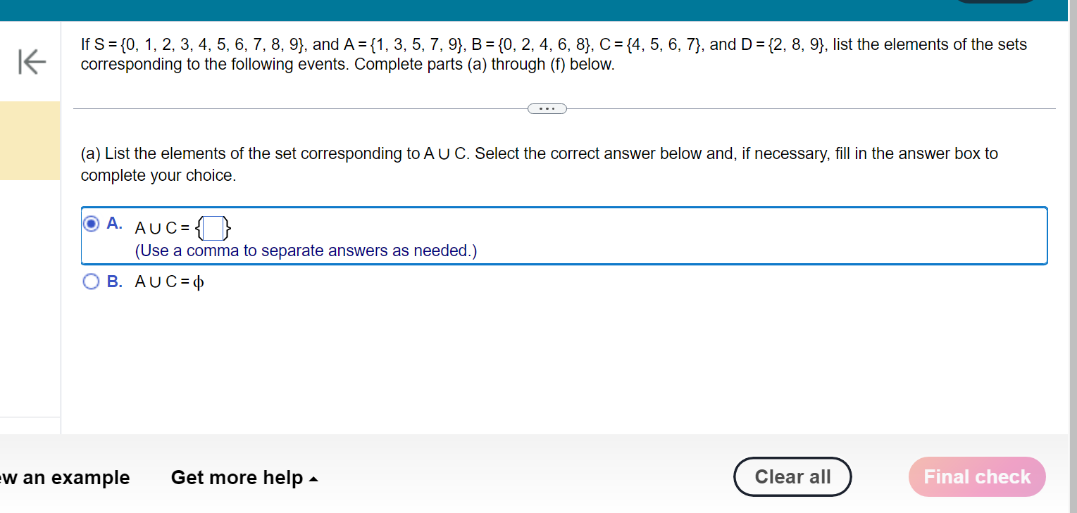 Solved If S={0,1,2,3,4,5,6,7,8,9}, and | Chegg.com