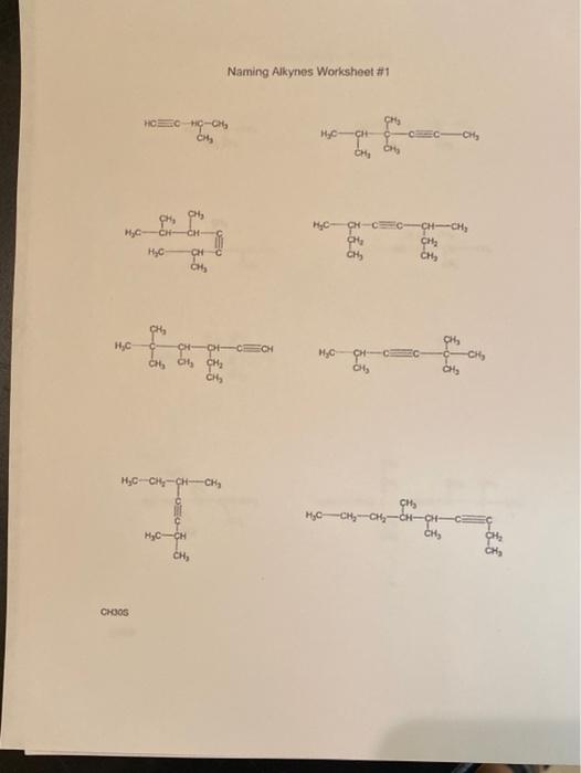 Solved Naming Alkynes Workshoot #1 Hoc-no-oh CH Ho CH -CH₂ | Chegg.com