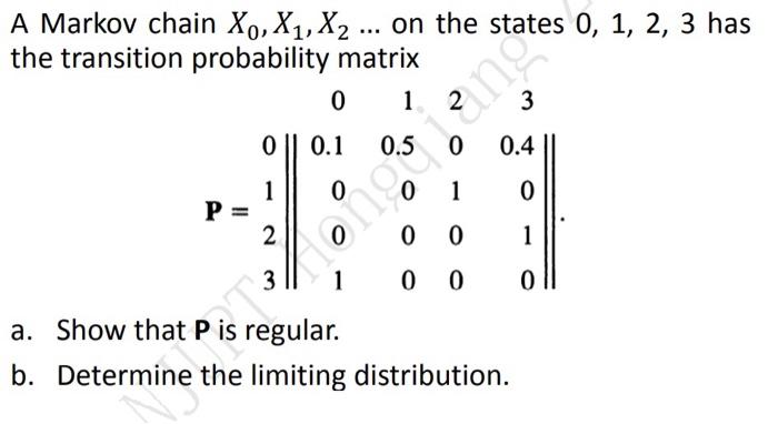 Solved A Markov chain X., X1, X2 ... on the states 0, 1, 2 | Chegg.com