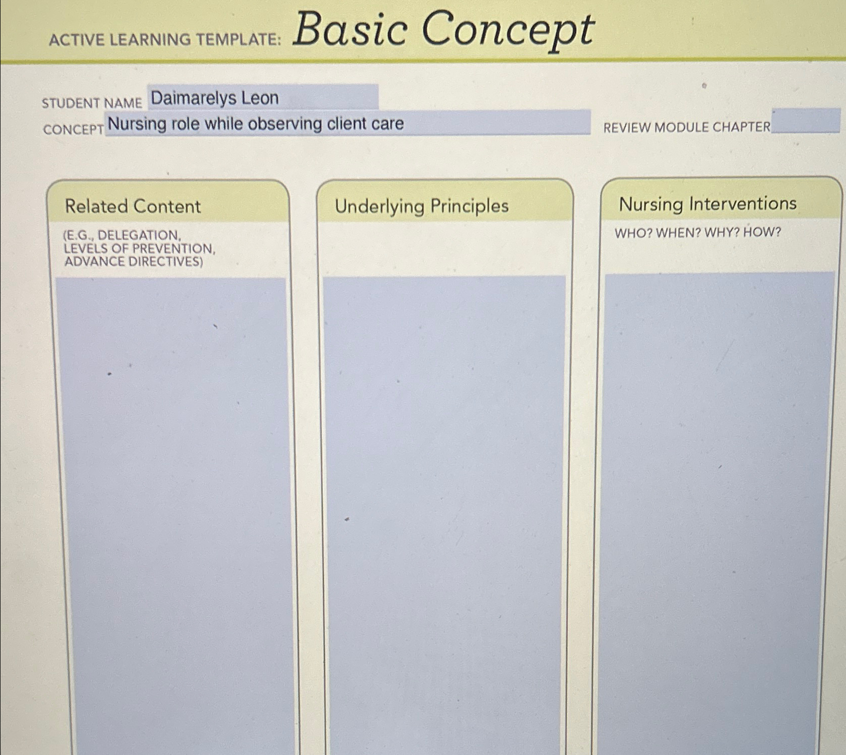 Solved active learning template: Basic ConceptSTUDENT NAME | Chegg.com