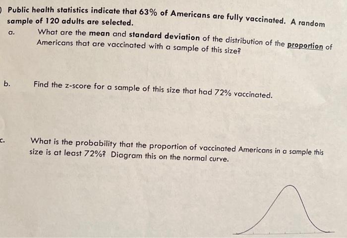 Solved Public health statistics indicate that 63% of | Chegg.com