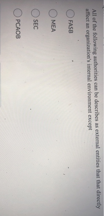 Solved All of the following authorities can be describes as | Chegg.com