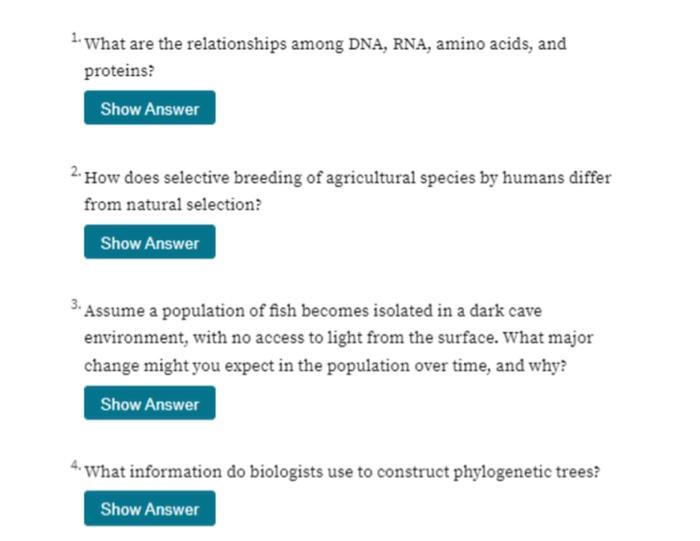 [Solved]: 1. What are the relationships among DNA, RNA, ami