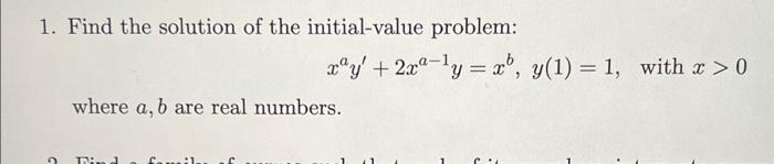 Solved 1. Find the solution of the initial-value problem: | Chegg.com