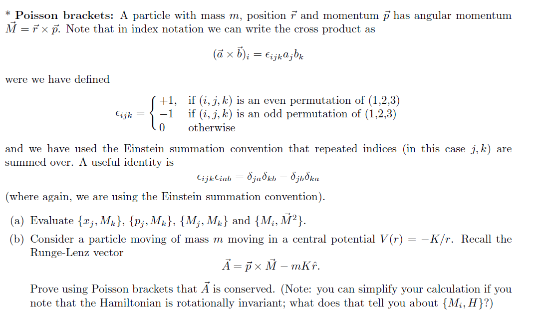 Solved Poisson brackets: A particle with mass m, ﻿position | Chegg.com
