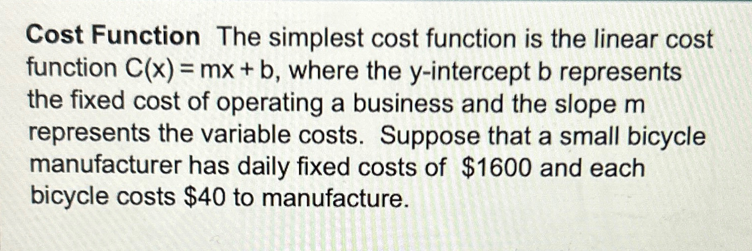 Solved Cost Function The Simplest Cost Function Is The