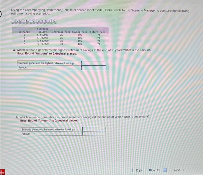 Using the accompanying Retirement_Calculator | Chegg.com