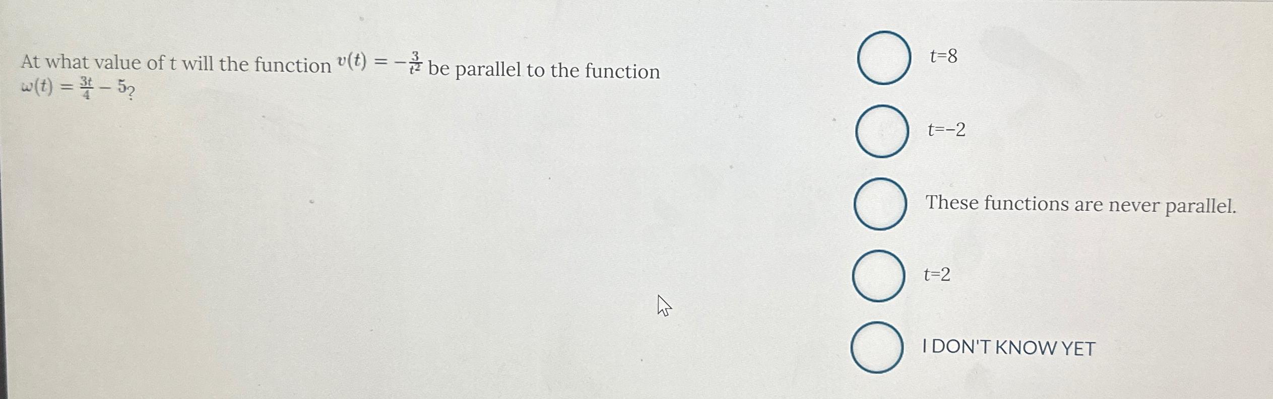 Solved At what value of t ﻿will the function v(t)=-3t2 ﻿be | Chegg.com