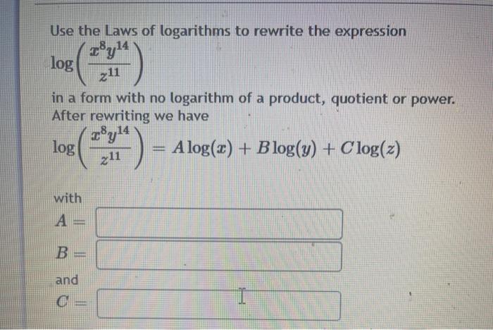 Solved Use the Laws of logarithms to rewrite the expression | Chegg.com