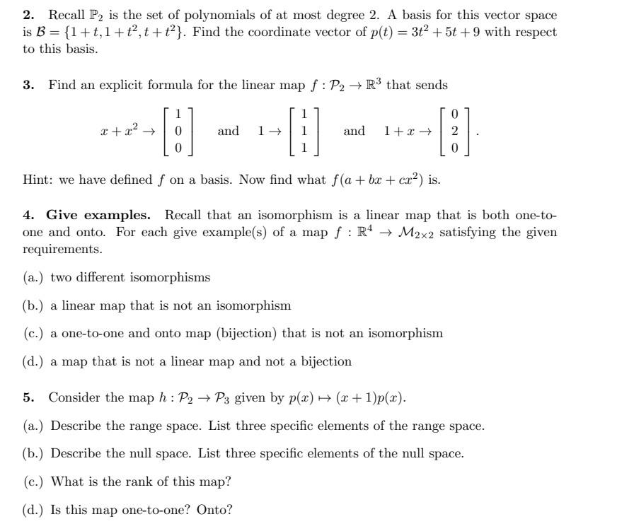 Solved 2. Recall P2 is the set of polynomials of at most | Chegg.com