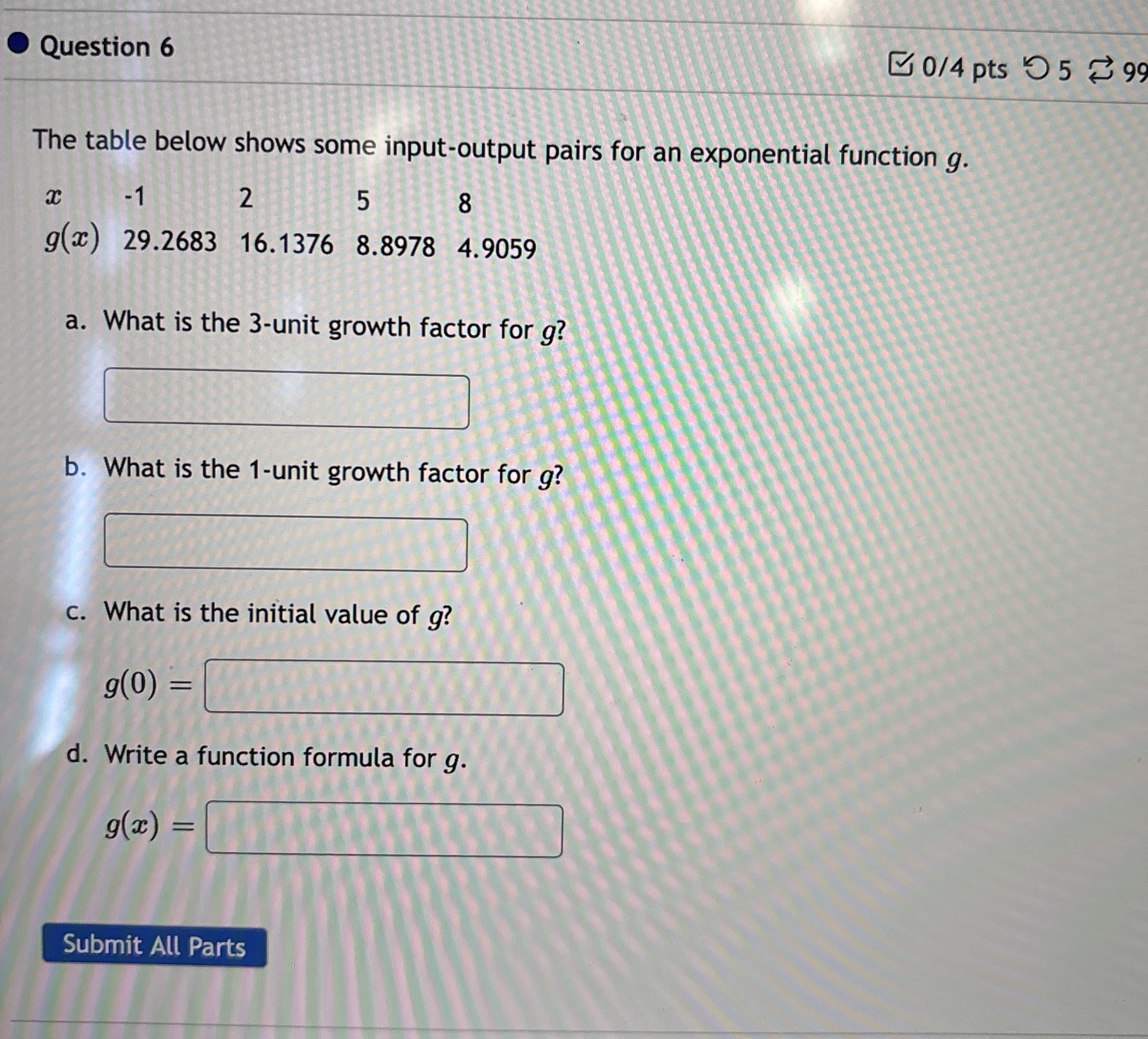 Solved The table below shows some input-output pairs for an | Chegg.com