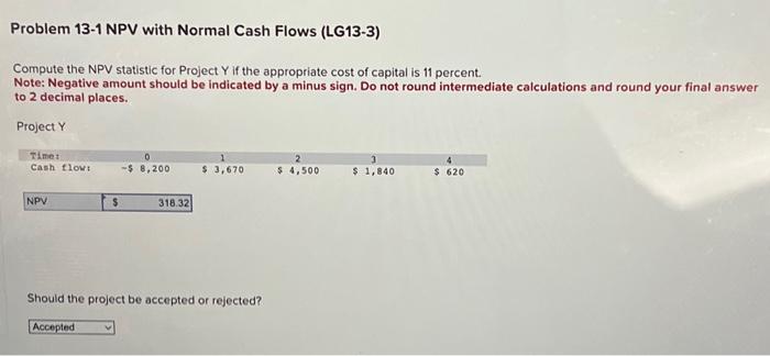 Solved Problem 13-1 NPV with Normal Cash Flows (LG13-3) | Chegg.com Solved Problem 13-1 NPV with Normal Cash Flows (LG13-3) | Chegg.com