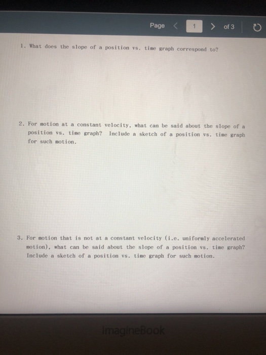 Solved Page Of 3 1 What Does The Slope Of A Position Chegg Solved Page Of 3 1 What Does The Slope Of A Position Chegg