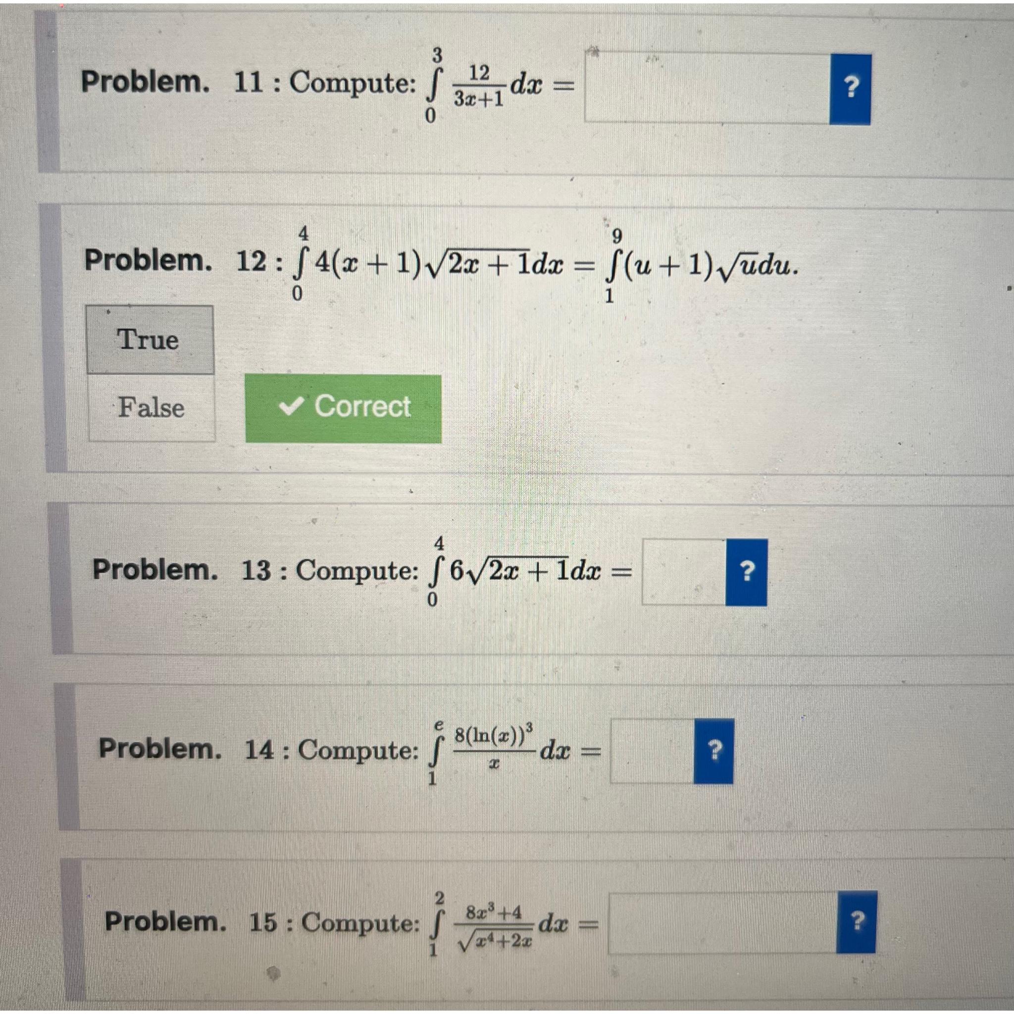 Solved Problem. 5 ﻿: Compute ∫0π2cos(3x)dx=Problem. 6 ﻿: | Chegg.com