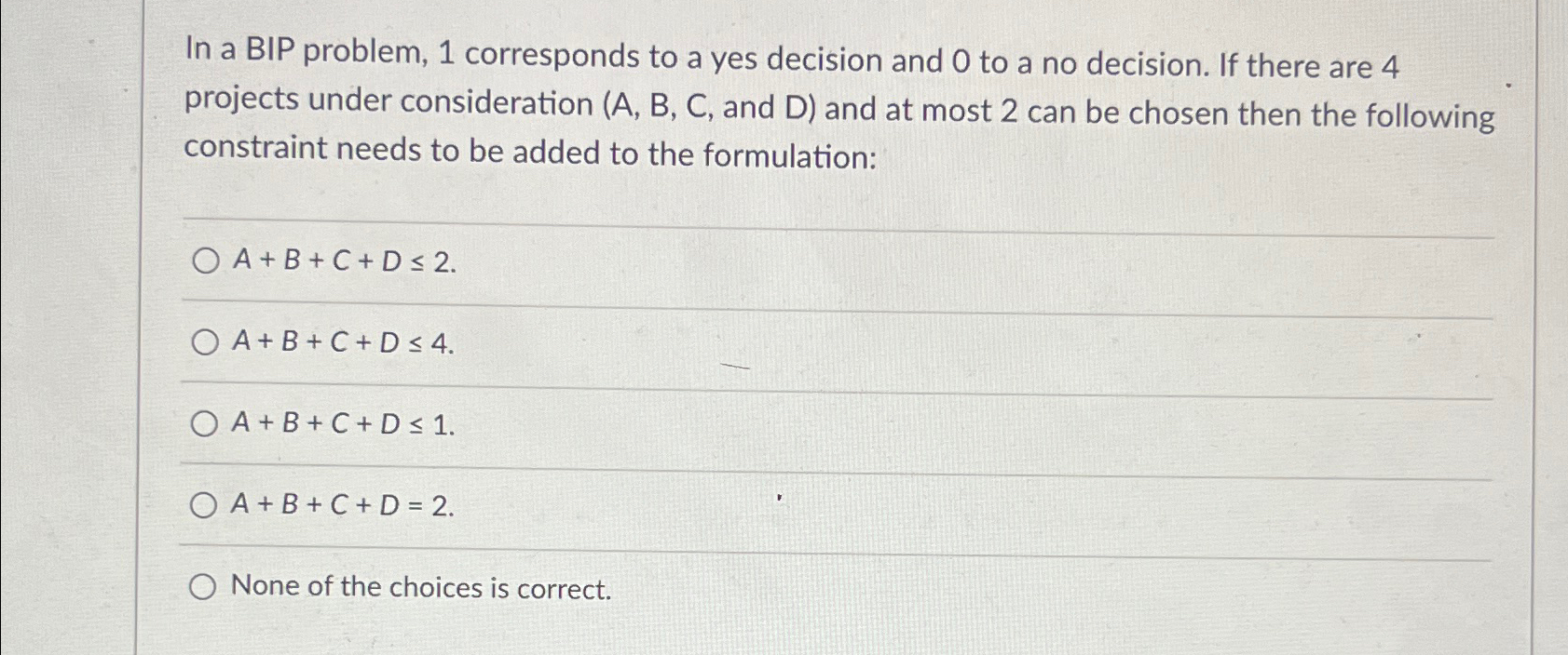 Solved In A Bip Problem 1 ﻿corresponds To A Yes Decision 