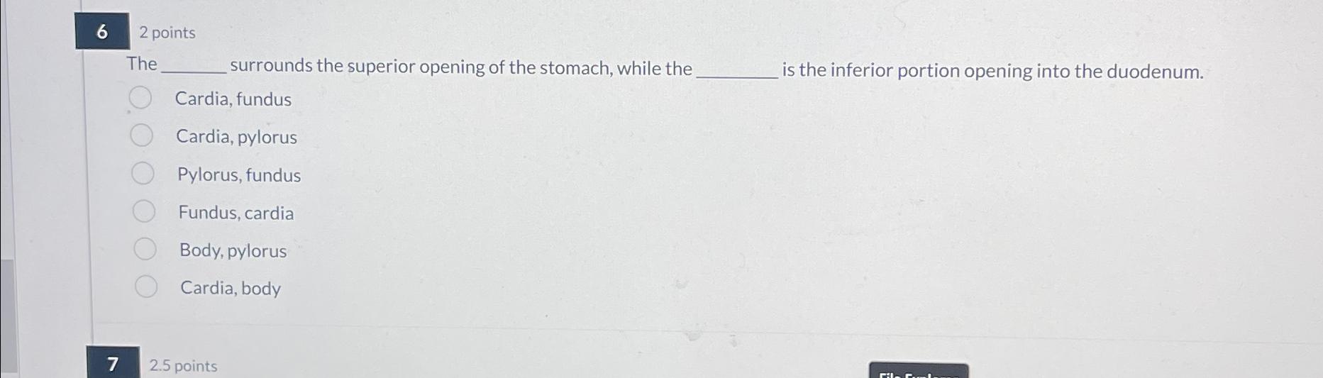 Solved 62 ﻿pointsThe surrounds the superior opening of the | Chegg.com