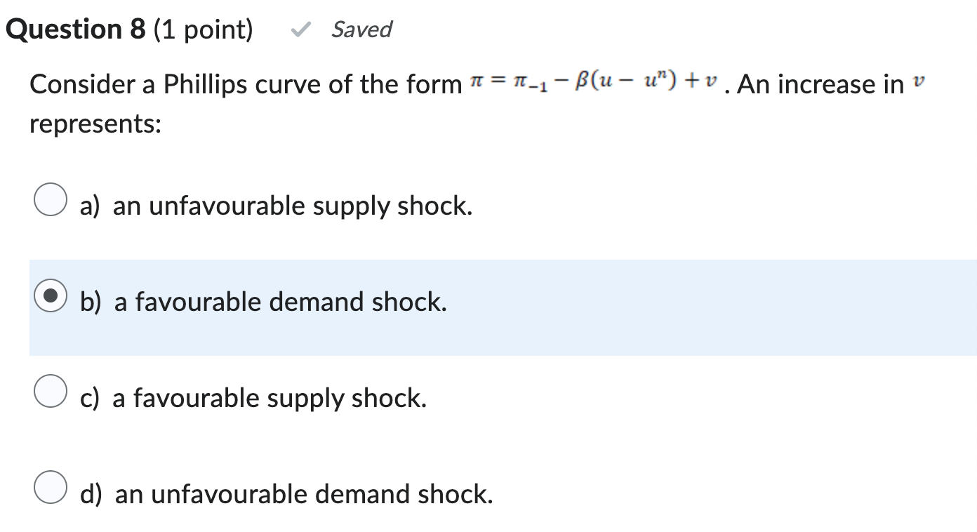 Solved Question 8 (1 point)Consider a Phillips curve of the | Chegg.com Solved Question 8 (1 point)Consider a Phillips curve of the | Chegg.com