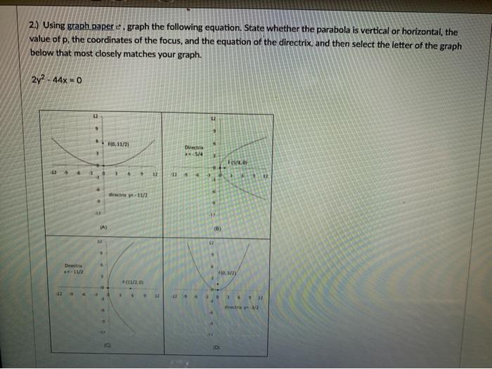 Solved 2.) Using graph paper e. graph the following | Chegg.com