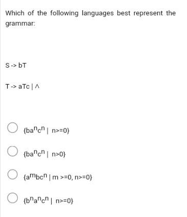 Solved Given the following grammar, what is the language? S→ | Chegg.com