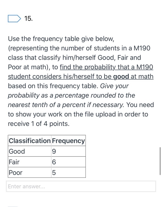 Solved 15. Use the frequency table give below, (representing | Chegg.com