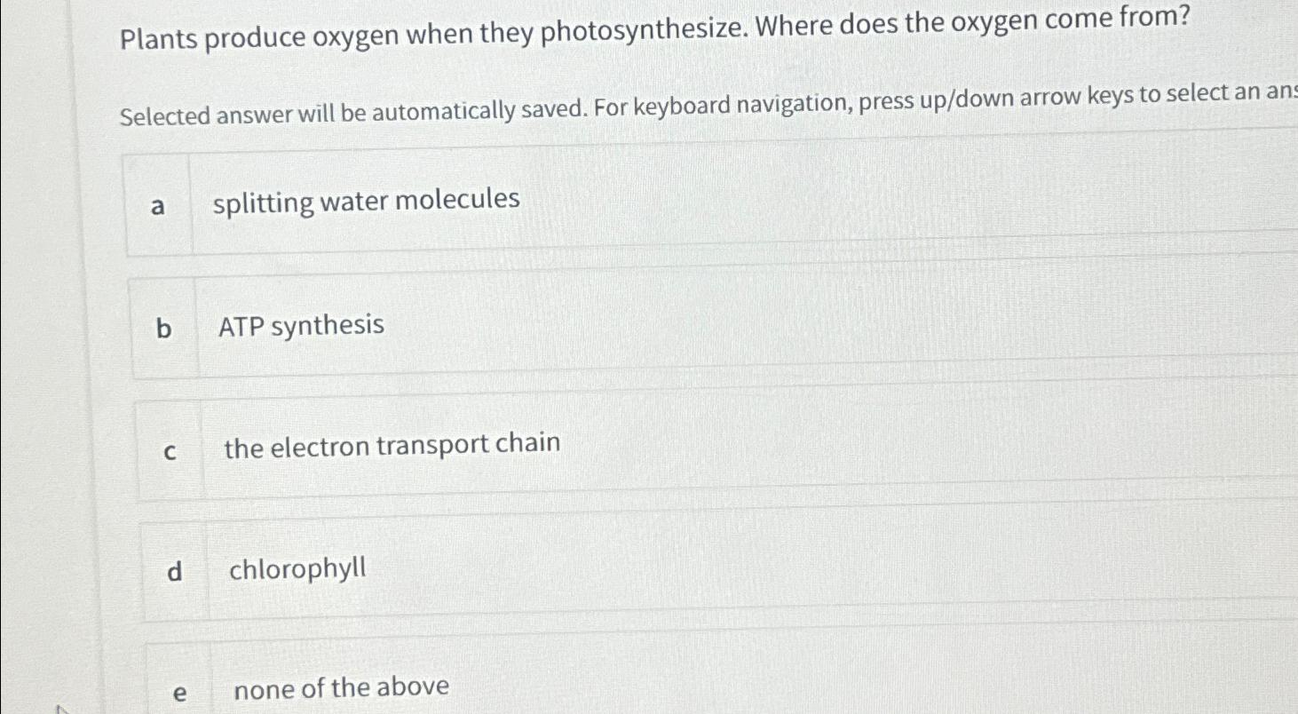 Solved Plants produce oxygen when they photosynthesize. | Chegg.com