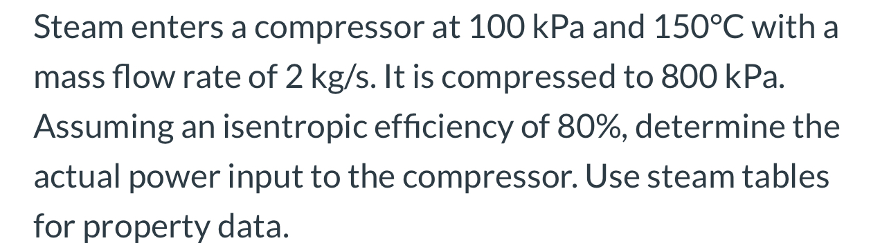 Solved Steam enters a compressor at 100 ﻿kPa and 150°C ﻿with | Chegg.com