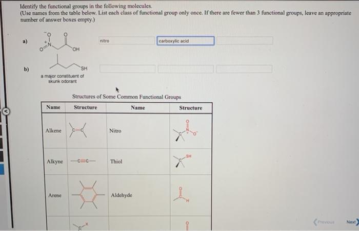 Solved Identify the functional groups in the following | Chegg.com