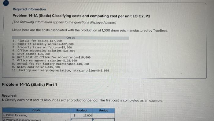 Solved Required information Problem 14-1A (Static) | Chegg.com Solved Required information Problem 14-1A (Static) | Chegg.com