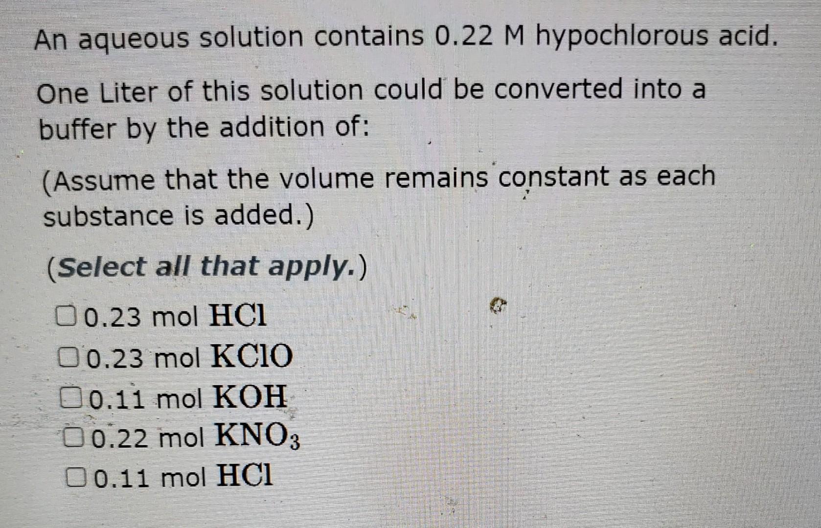 Solved An aqueous solution contains 0.19M ammonia. One liter | Chegg.com