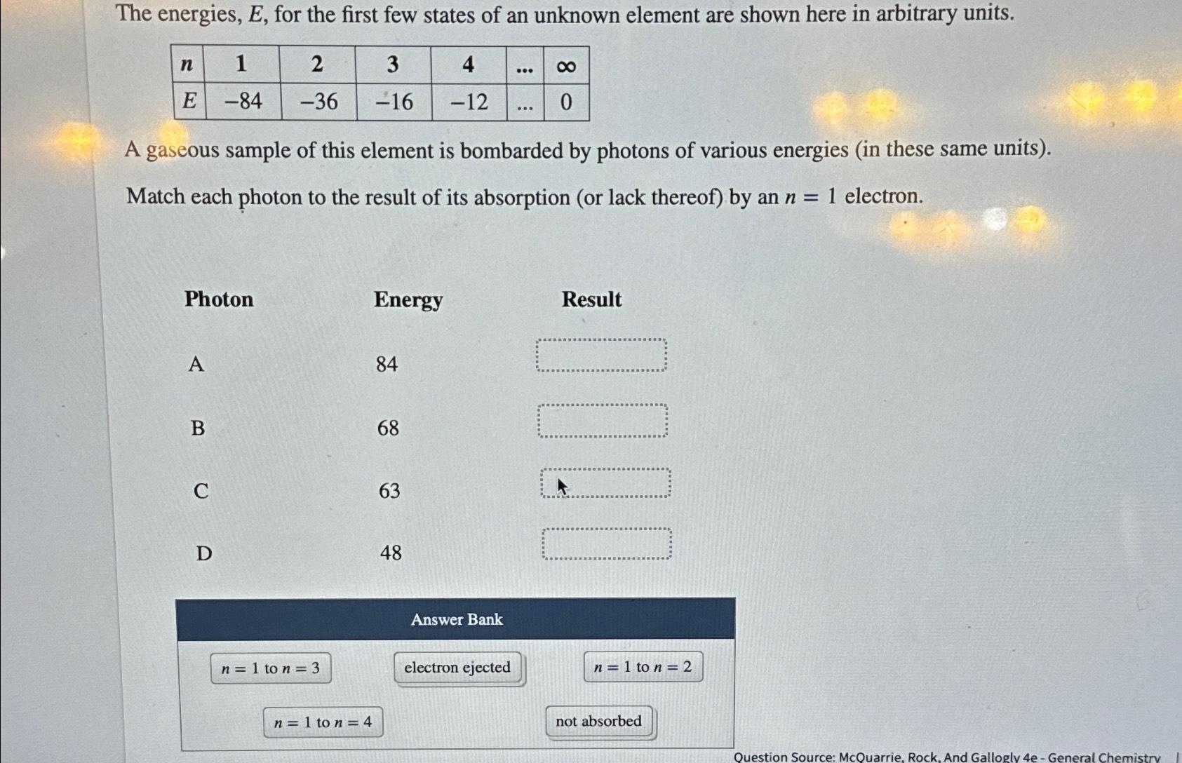 Solved The energies, E, ﻿for the first few states of an | Chegg.com