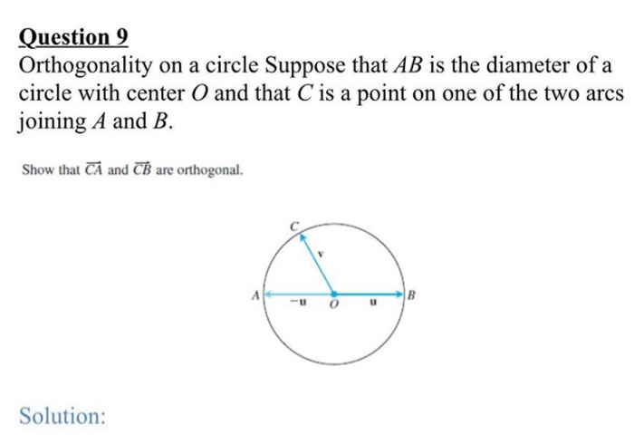 Solved Question 9 Orthogonality on a circle Suppose that AB | Chegg.com