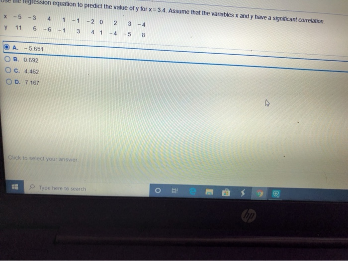 Solved w egression equation to predict the value of y for x | Chegg.com