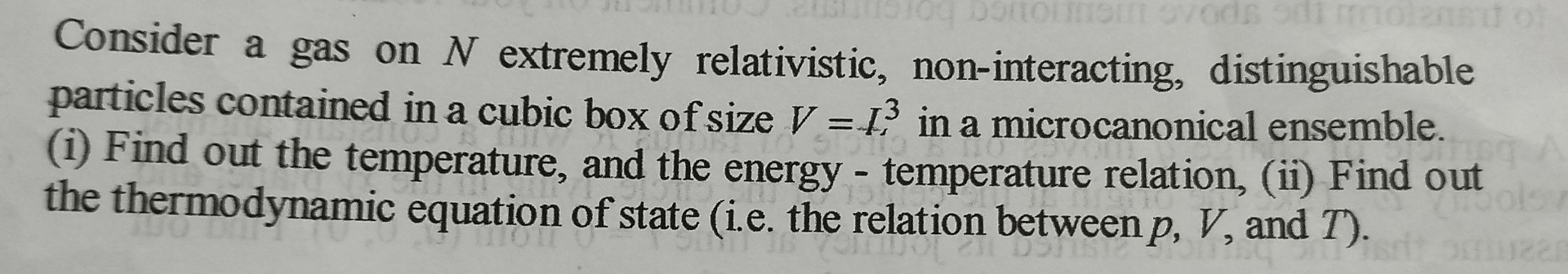 Solved Consider a gas on N ﻿extremely relativistic, | Chegg.com