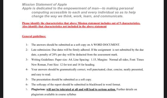 Solved Mission Statement of Apple Apple is dedicated to the | Chegg.com