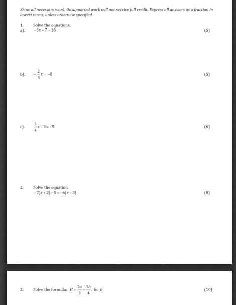 Solved Show all necessary work Unsupported work will not | Chegg.com