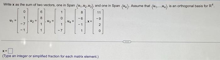 Solved 2 4 Let y = and u = :) Write y as the sum of two | Chegg.com
