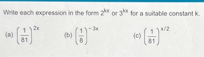 Solved Write each expression in the form 2kx or 3kx for a | Chegg.com