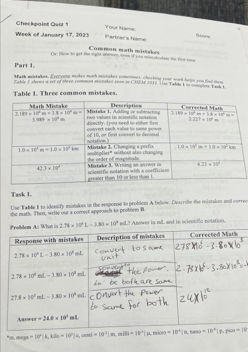 Solved Part 1. Math mistakes. Eixowene makes math mistaker | Chegg.com